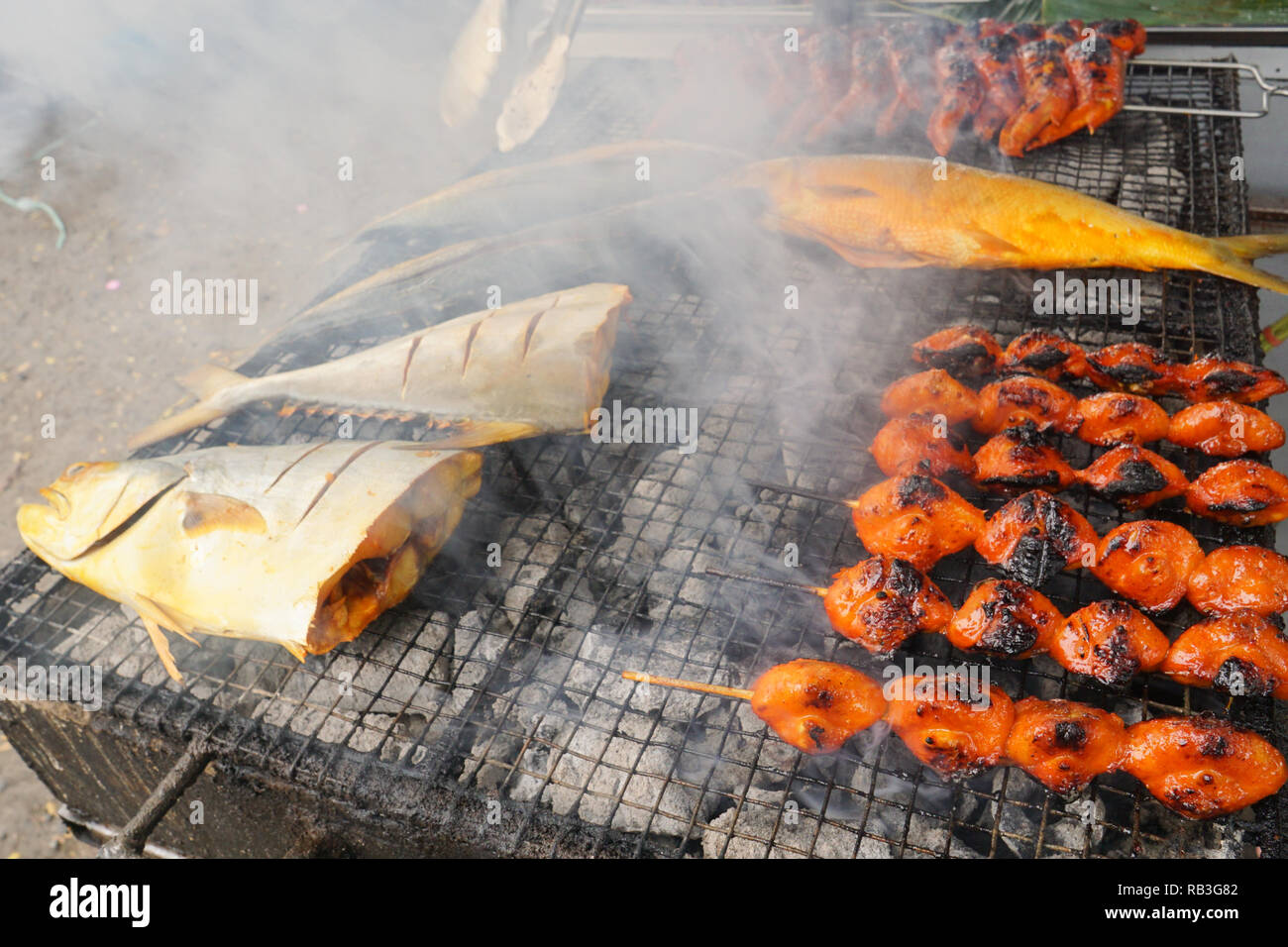 Famous Sabah North Borneo grilled barbecue fish street food Stock Photo ...