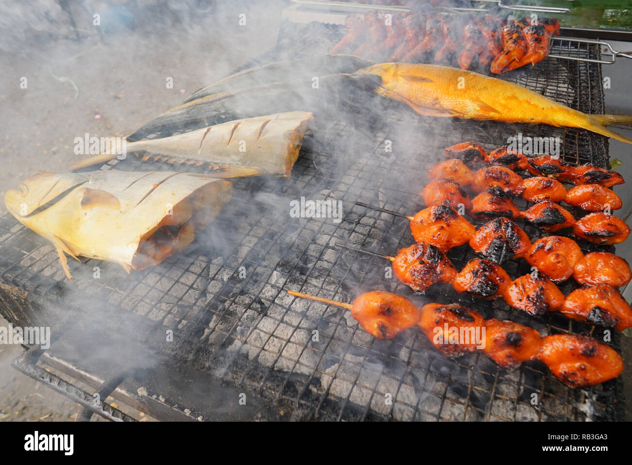 Famous Sabah North Borneo grilled barbecue fish street food Stock Photo ...
