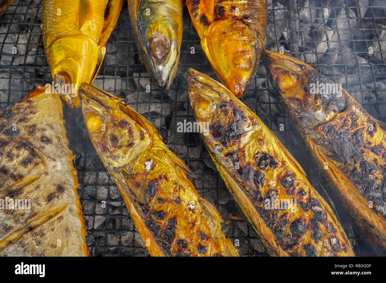 Famous Sabah North Borneo grilled barbecue fish street food Stock Photo ...