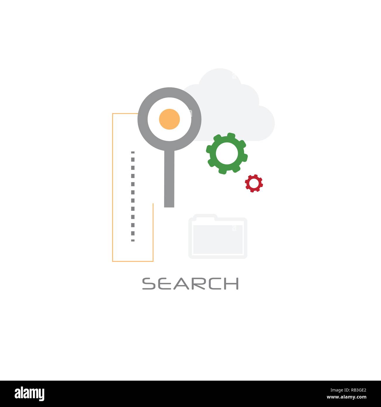magnifying glass database folder data search concept line style ...