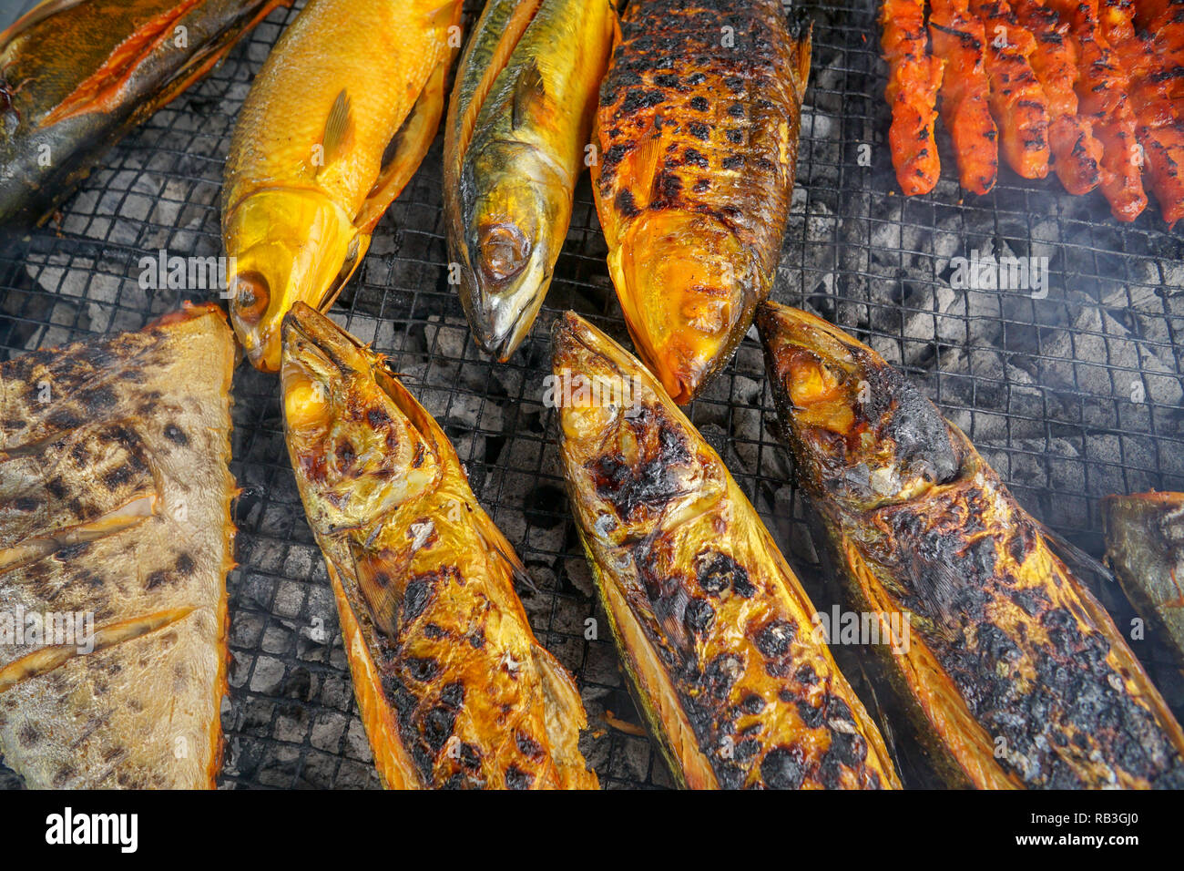 Famous Sabah North Borneo grilled barbecue fish street food Stock Photo ...