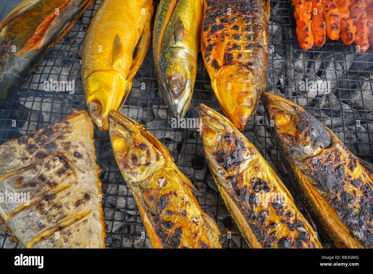 Famous Sabah North Borneo grilled barbecue fish street food Stock Photo ...