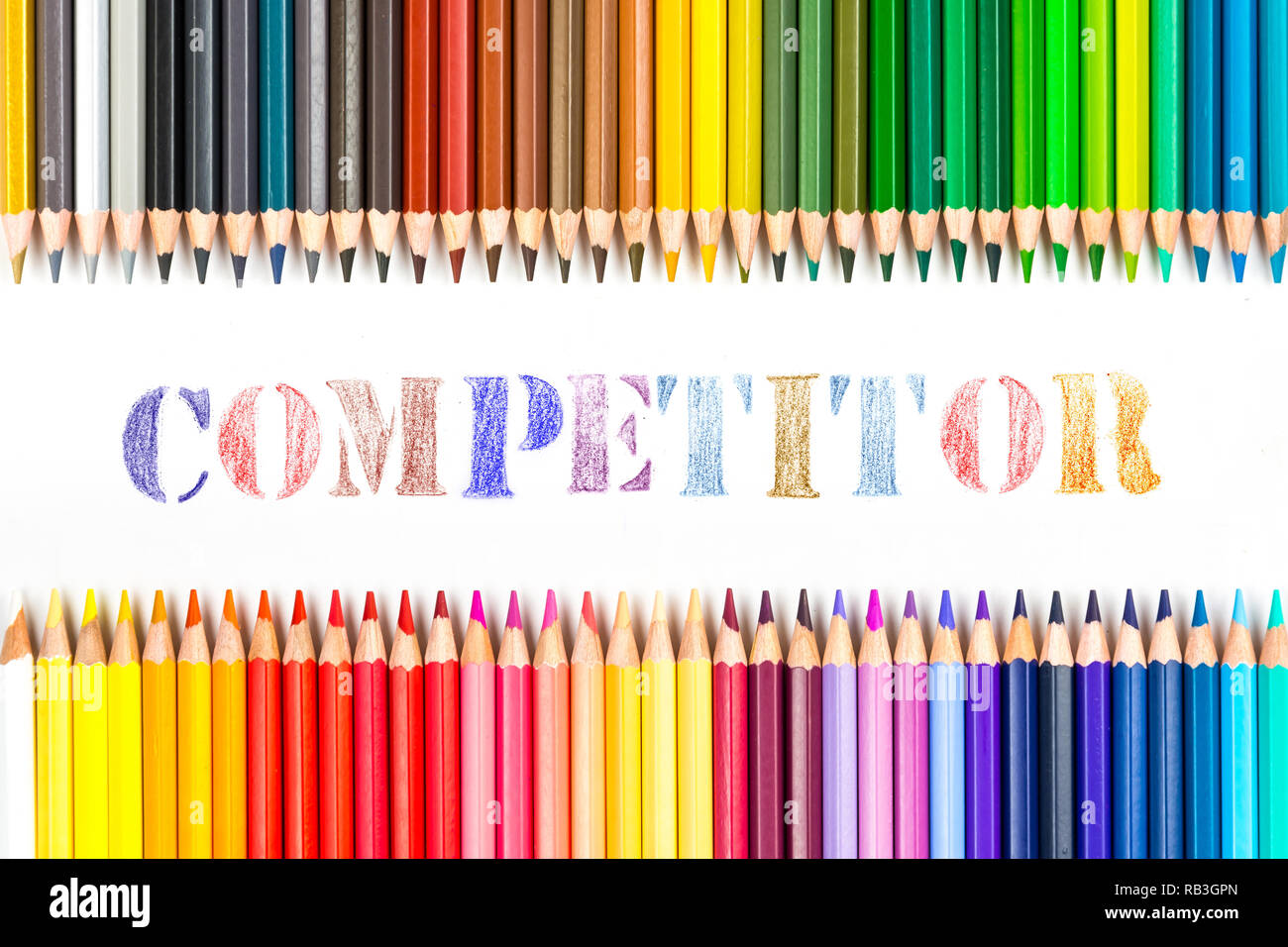 Competitor drawing by colour pencils Stock Photo - Alamy