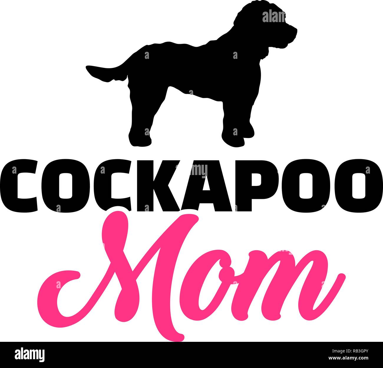 Cockapoo mom silhouette with pink word Stock Vector Image & Art - Alamy
