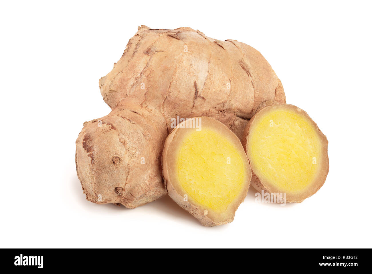 fresh Ginger root and slice isolated on white background Stock Photo ...