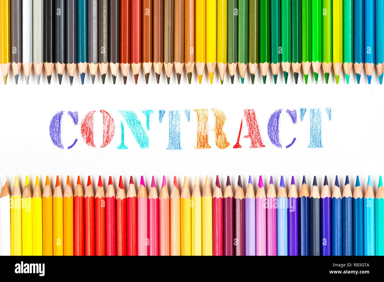 Contract drawing by colour pencils Stock Photo - Alamy