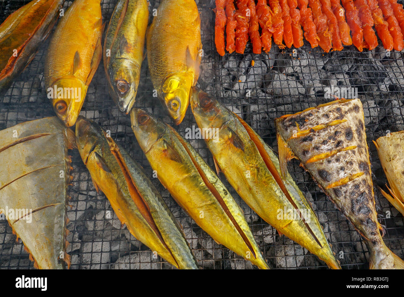 Famous Sabah North Borneo grilled barbecue fish street food Stock Photo ...