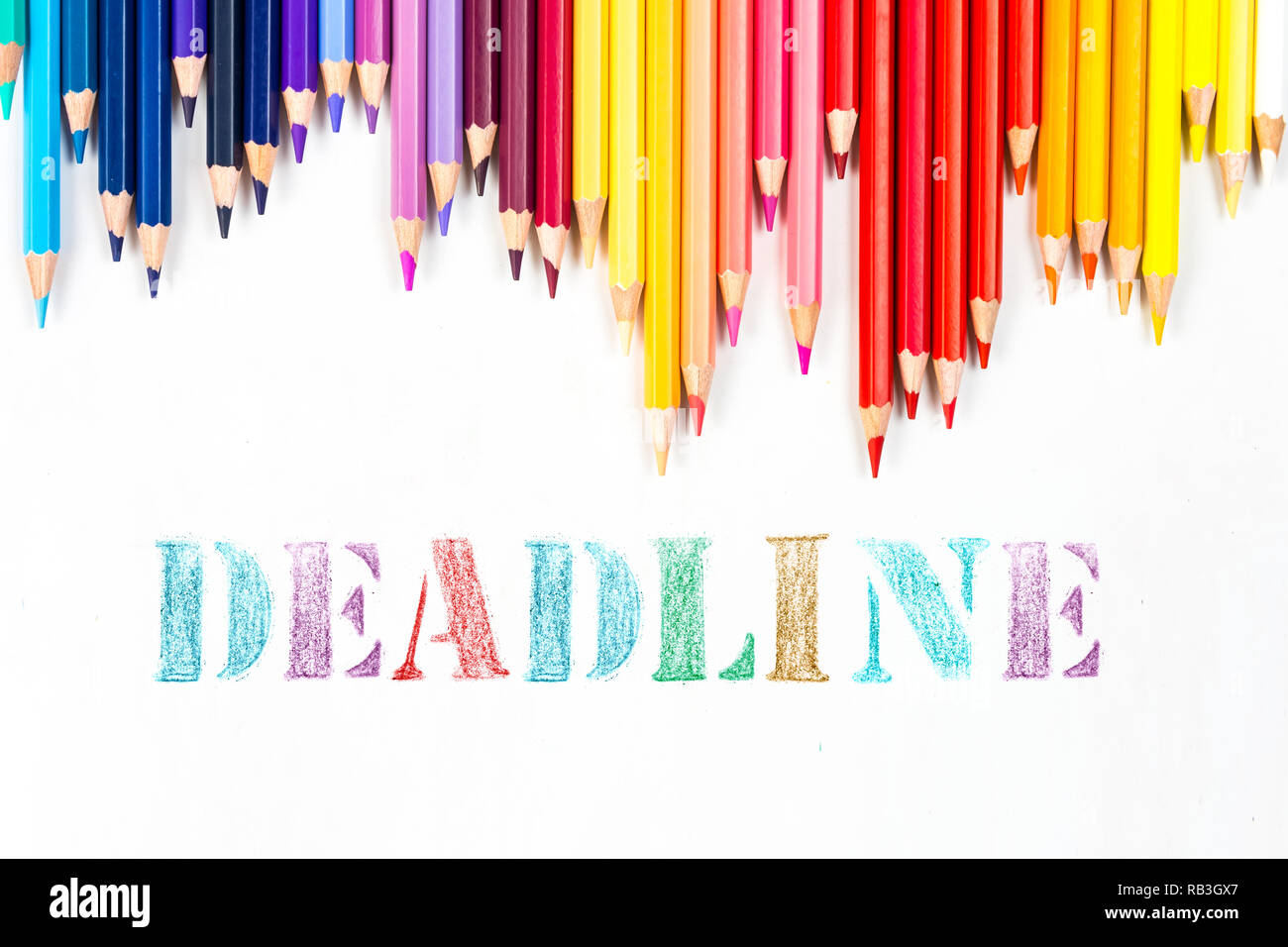 Deadline drawing by colour pencils Stock Photo - Alamy