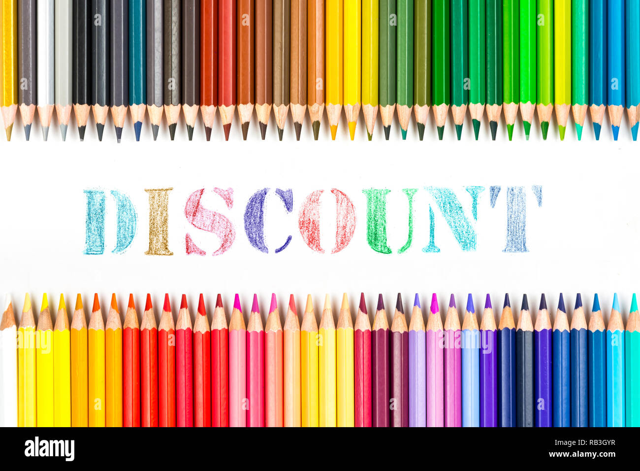 Discount drawing by colour pencils Stock Photo - Alamy