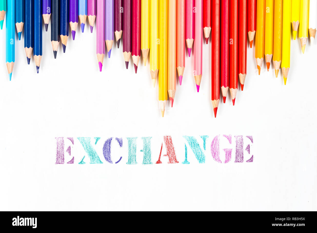 Exchange drawing by colour pencils Stock Photo - Alamy