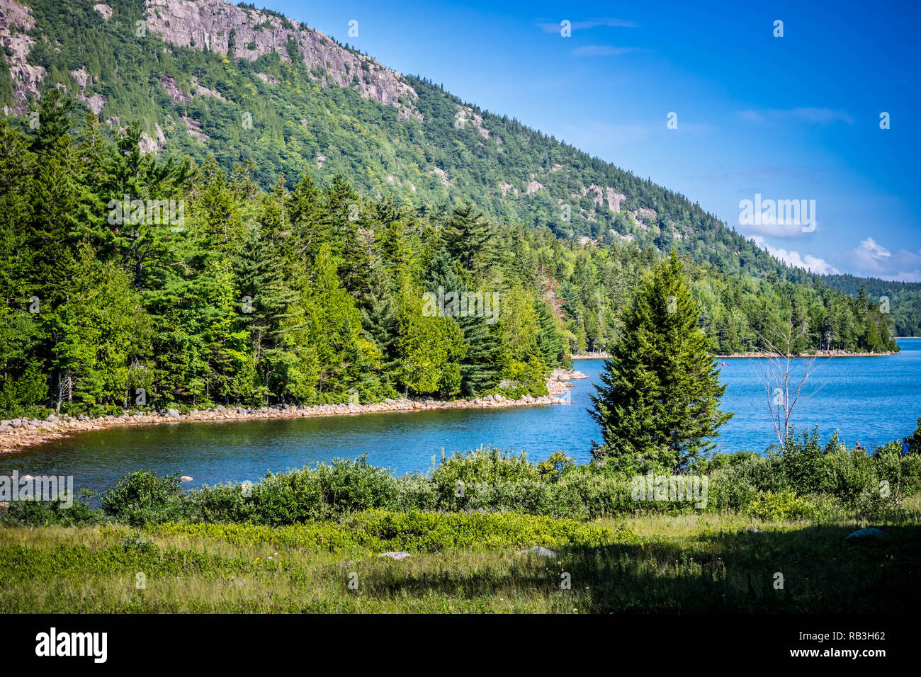 The Jordan Pond Path Trail in Acadia National Park, Maine Stock Photo ...