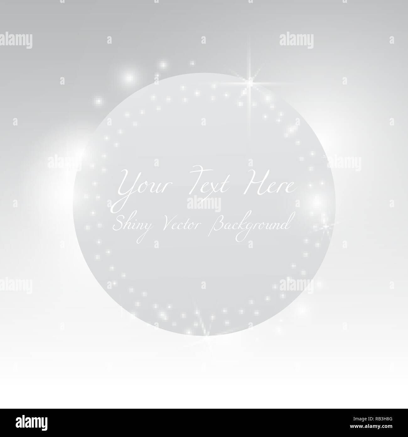 Shiny silver-white round vector background with sparkles and 3d effect ...