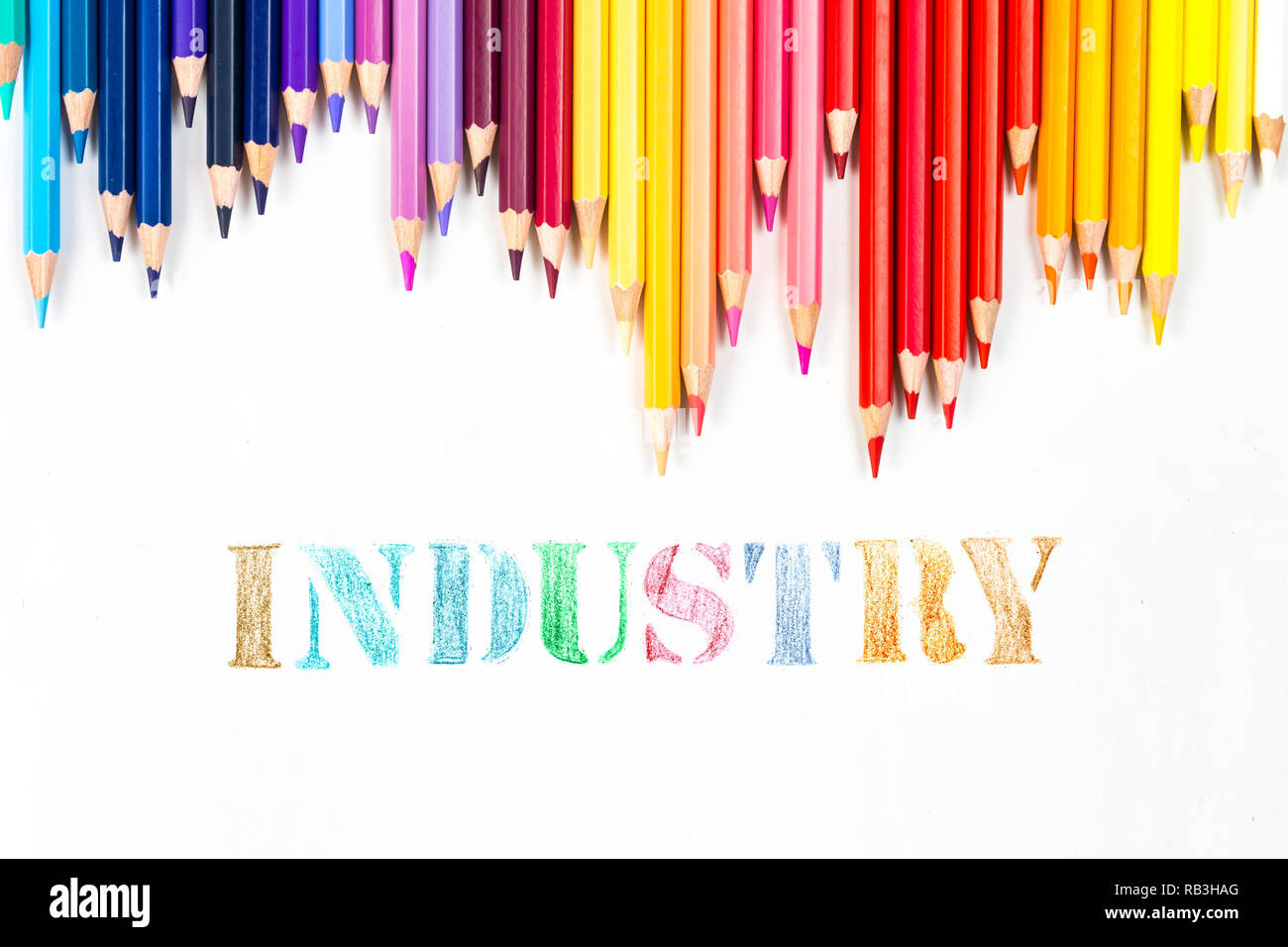 Industry drawing by colour pencils Stock Photo - Alamy