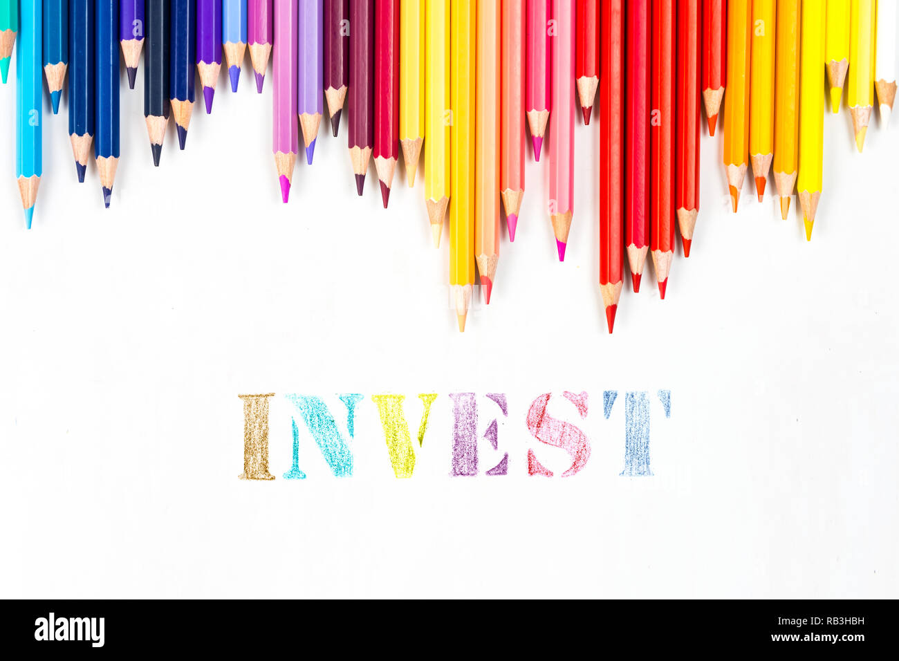 Invest drawing by colour pencils Stock Photo - Alamy