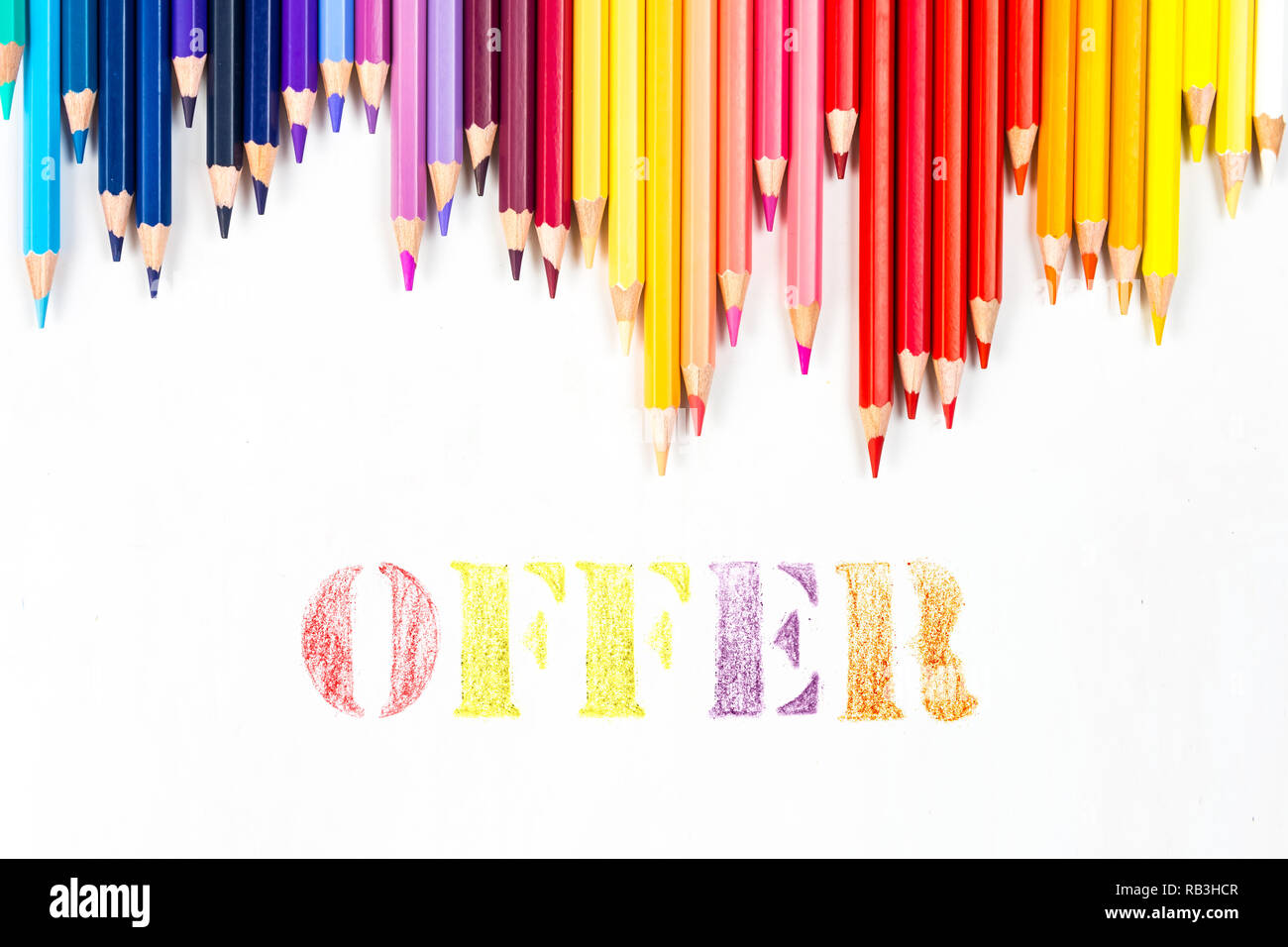 Offer drawing by color pencils Stock Photo - Alamy
