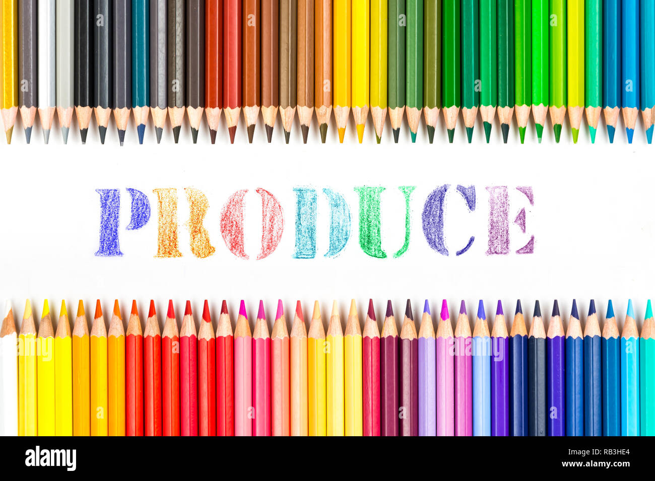 Produce drawing by colour pencils Stock Photo - Alamy