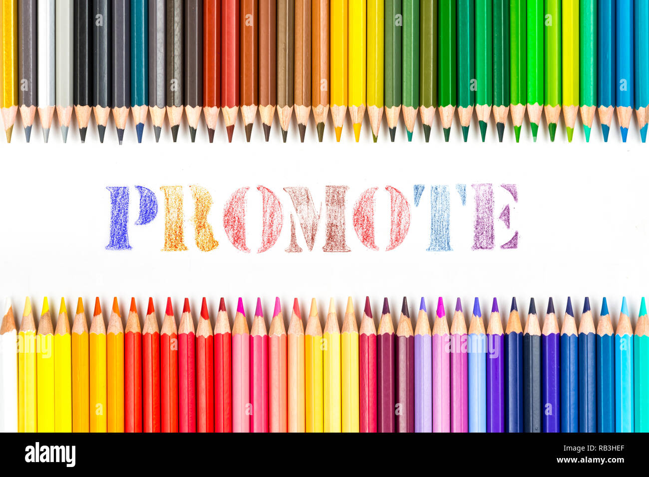 Promote drawing by colour pencils Stock Photo - Alamy
