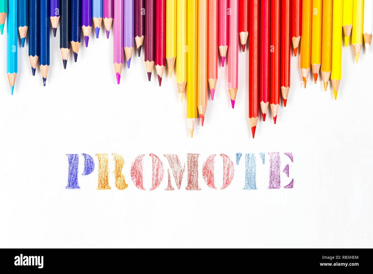 Promote drawing by colour pencils Stock Photo - Alamy