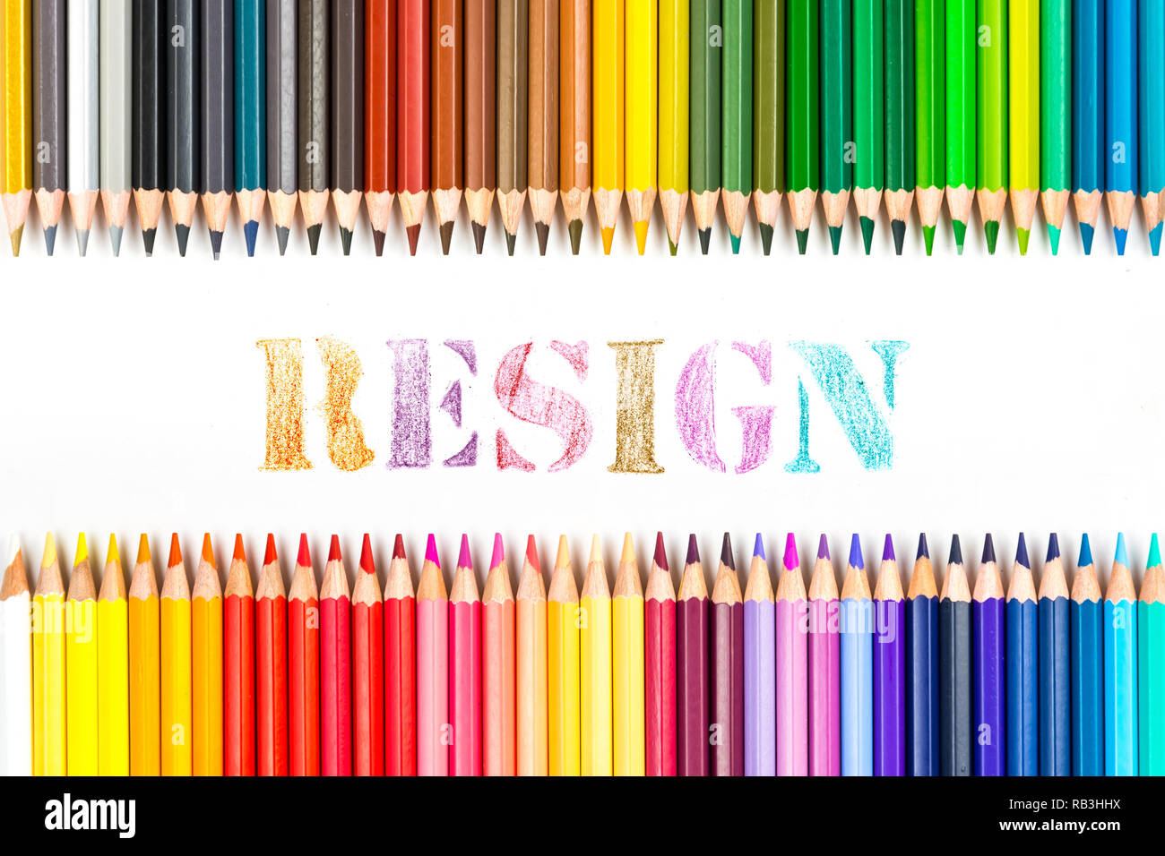 Resign drawing by colour pencils Stock Photo - Alamy