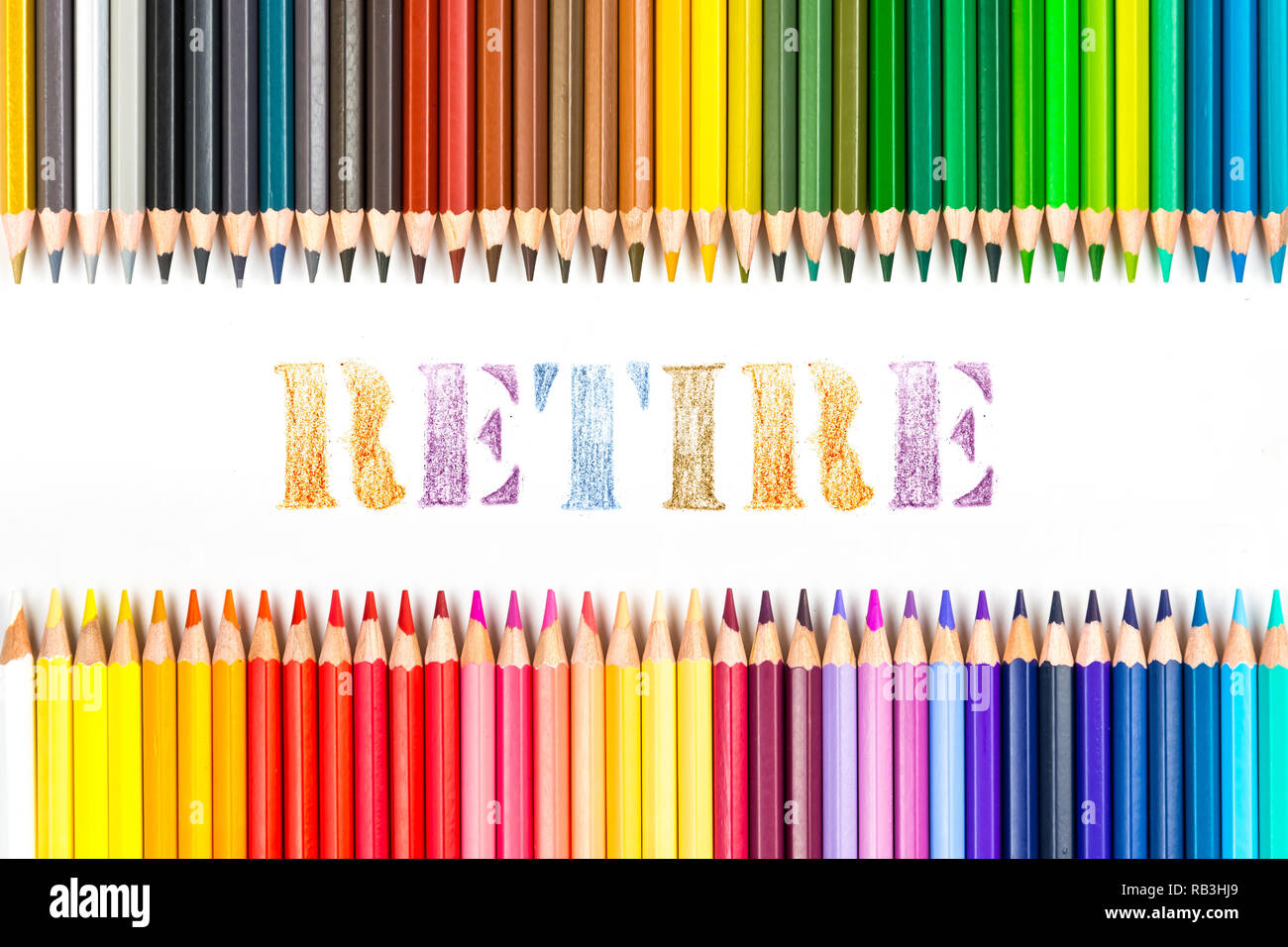 Retire drawing by colour pencils Stock Photo - Alamy