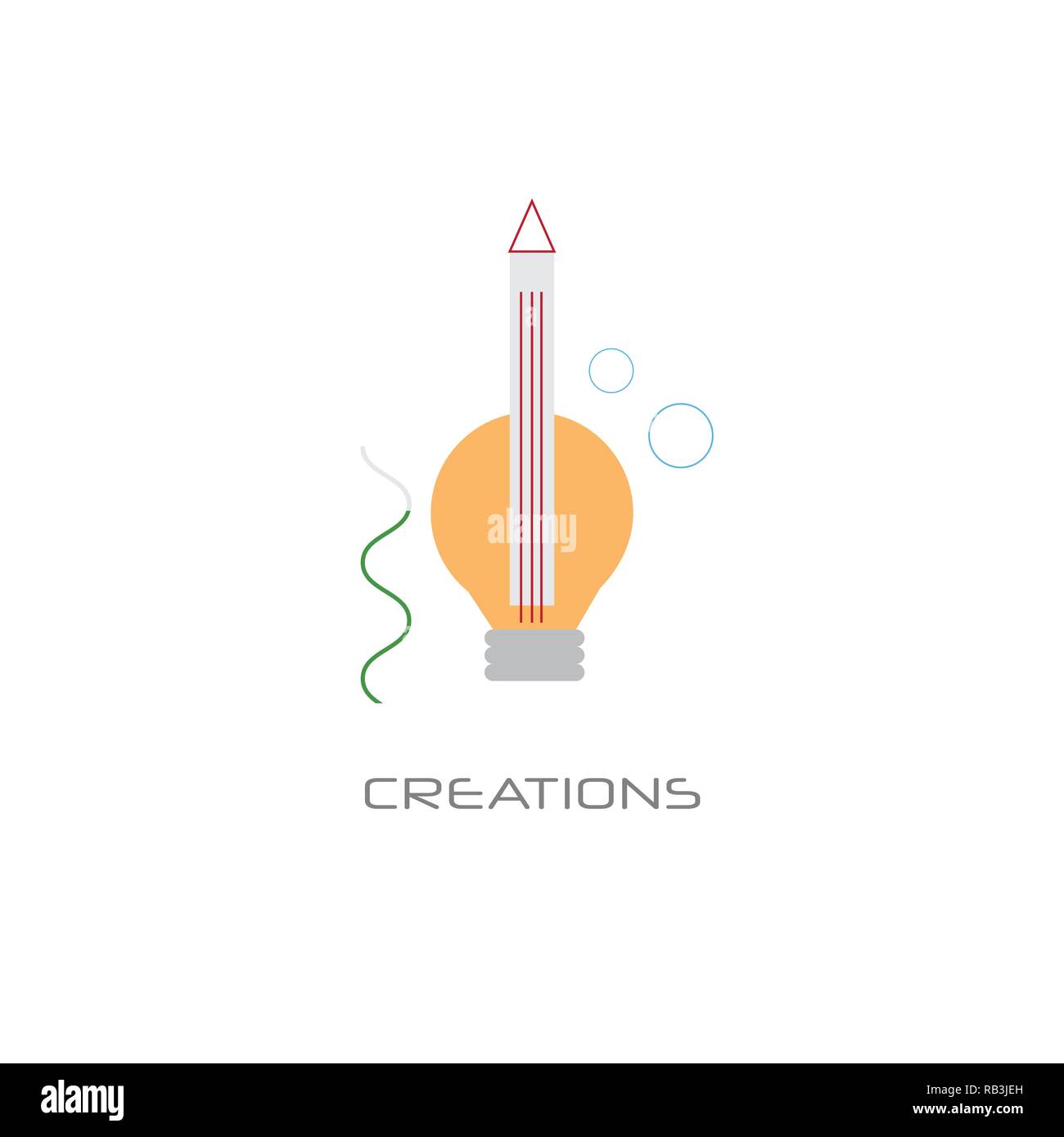 light bulb pencil icon new creative business idea innovation creations concept line style ...