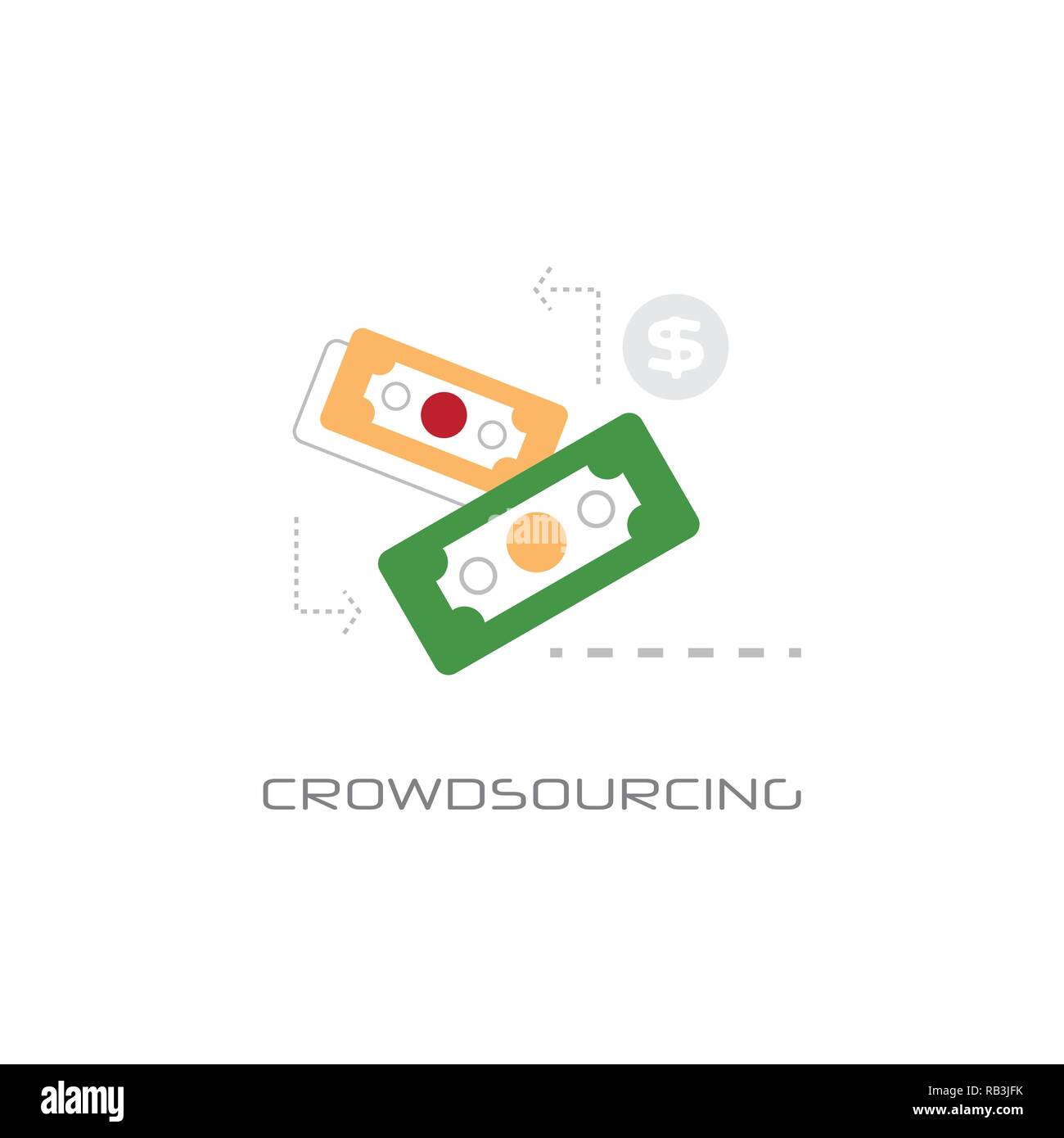 crowdsourcing business recources concept line style isolated Stock ...