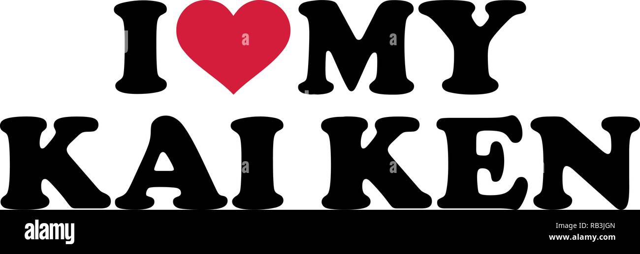 I love my kai ken with red heart Stock Vector Image & Art - Alamy