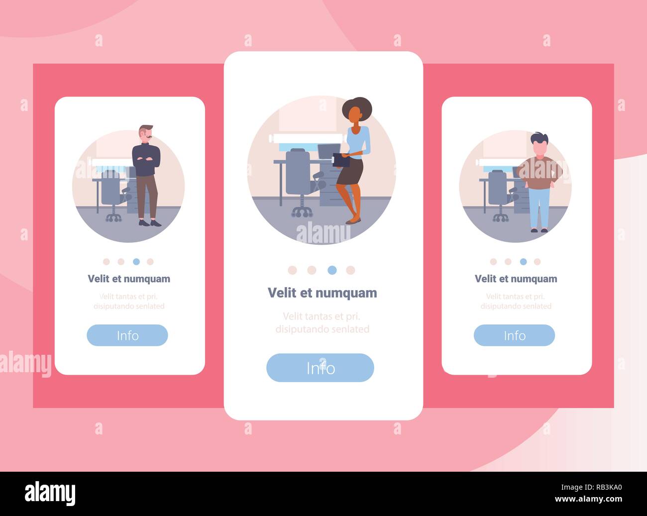 set mix race business people standing near workplace modern cabinet ...