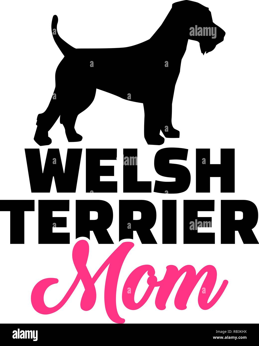 Welsh Terrier mom silhouette with pink word Stock Vector Image & Art ...