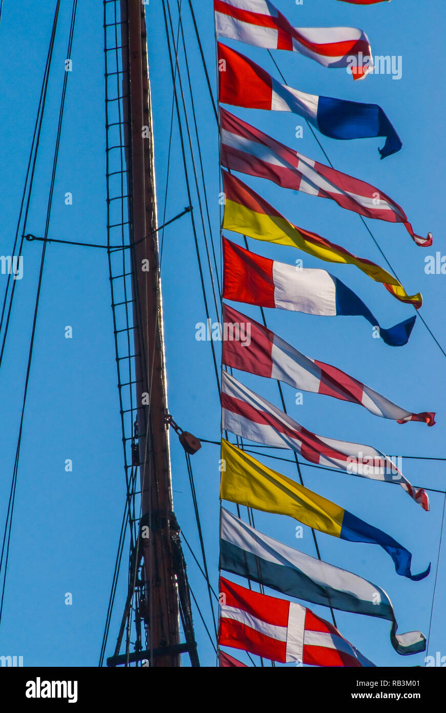 maritime signal flags on ship mast in hamburg Hafen-Geburtstag Stock ...