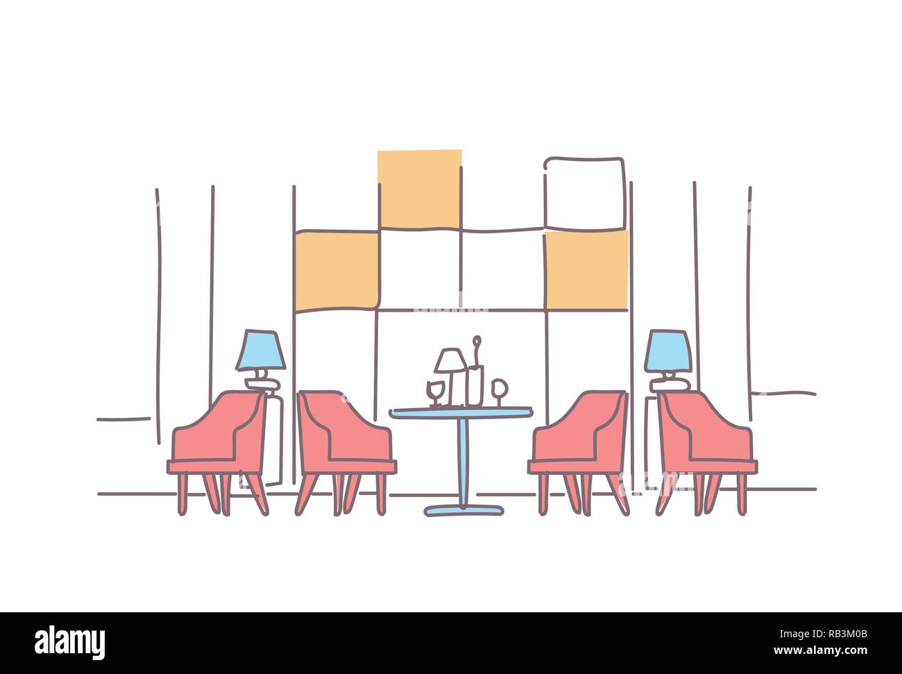 modern family cafe interior empty restaurant room furniture sketch ...