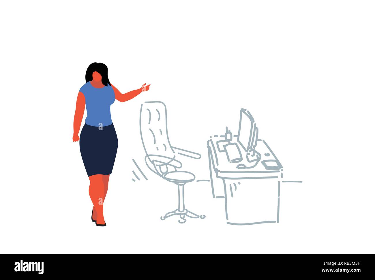 businesswoman pointing modern workplace female boss or secretary ...