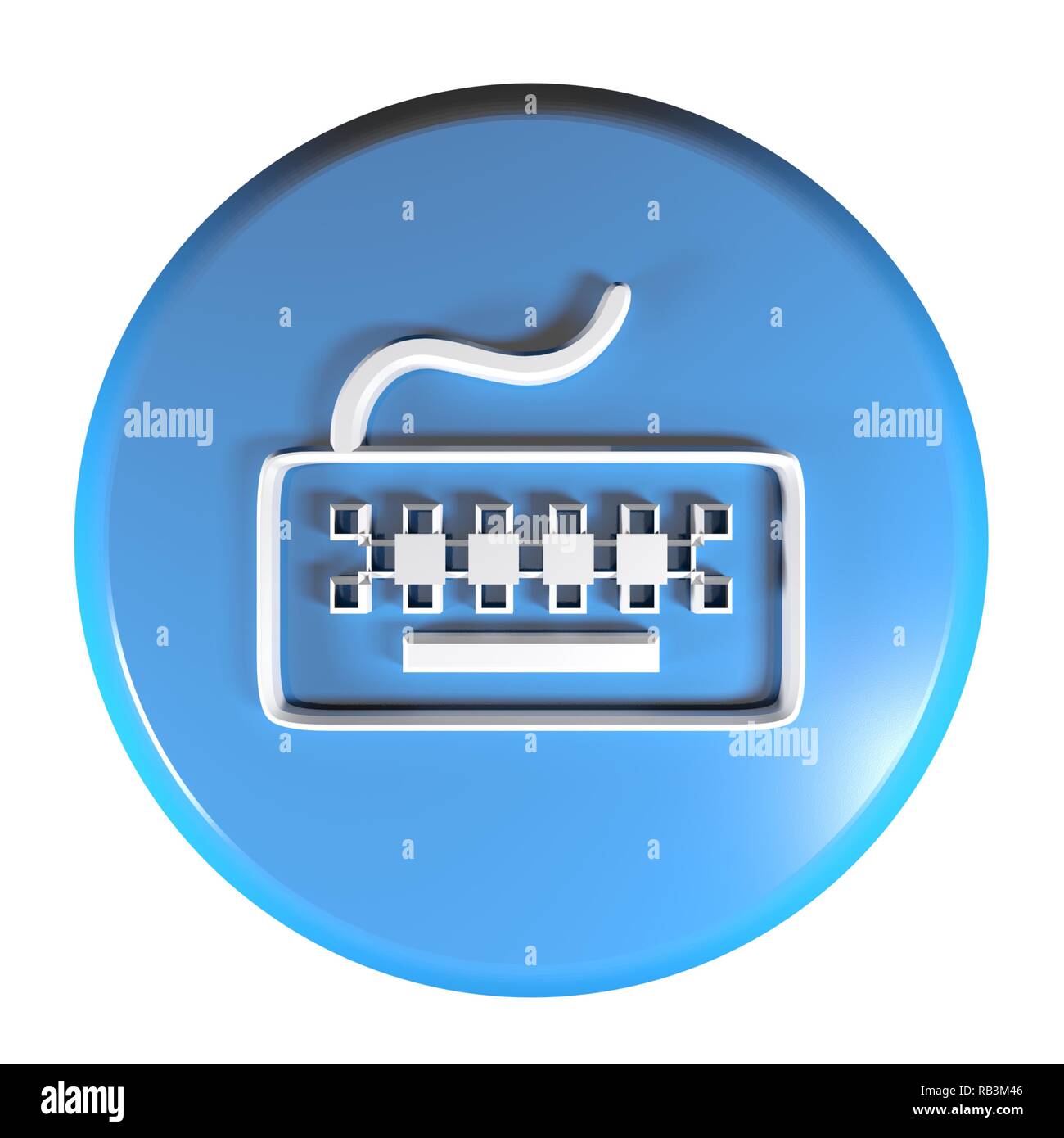 Blue circle push button for KEYBOARD - 3D rendering illustration Stock ...