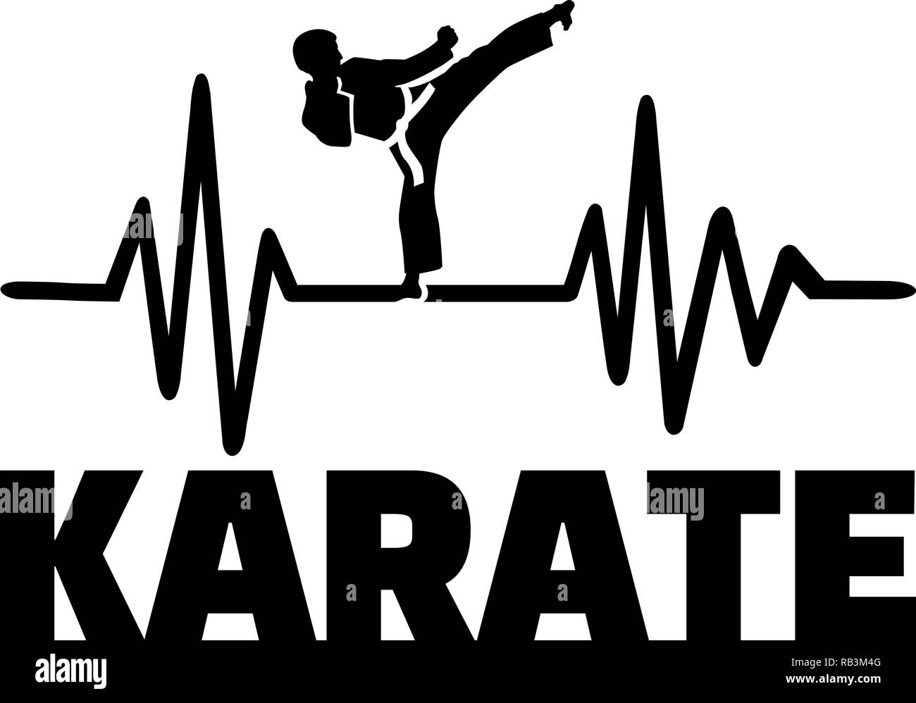 Heartbeat pulse line with karateka doing a karate chop Stock Vector ...
