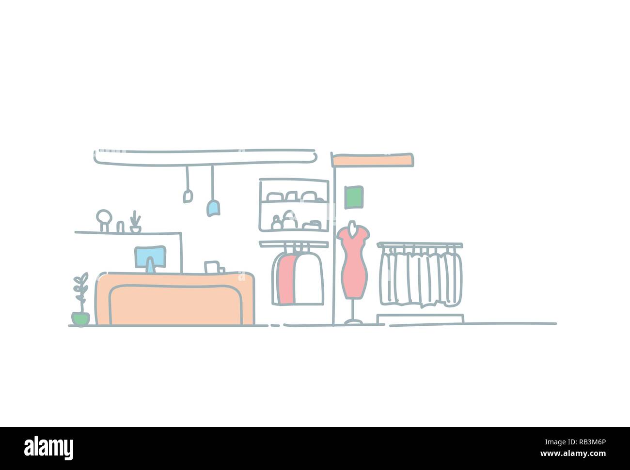 fashion shop modern boutique female clothes shopping mall interior ...