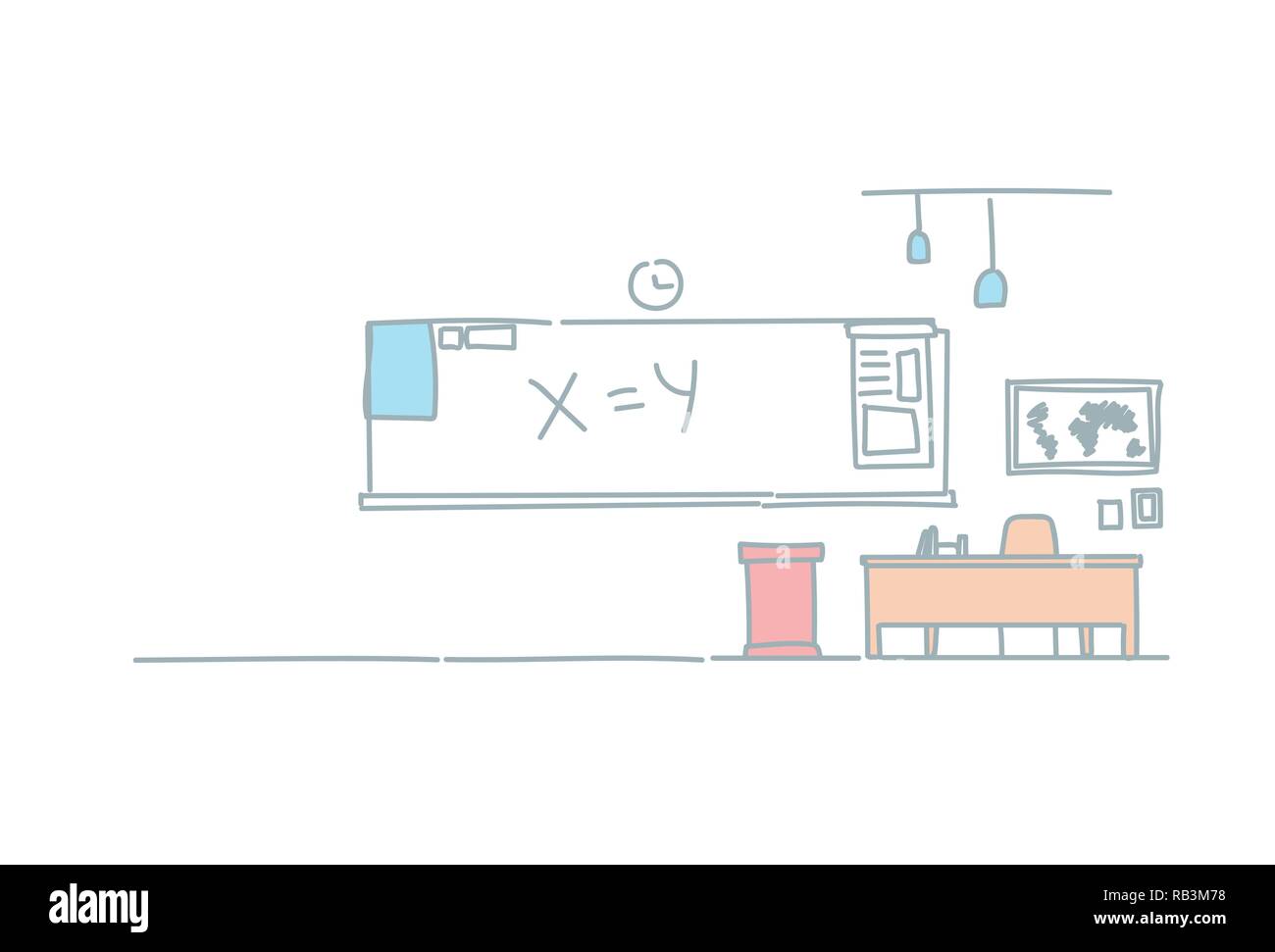 class room interior empty school classroom with chalkboard and desk ...