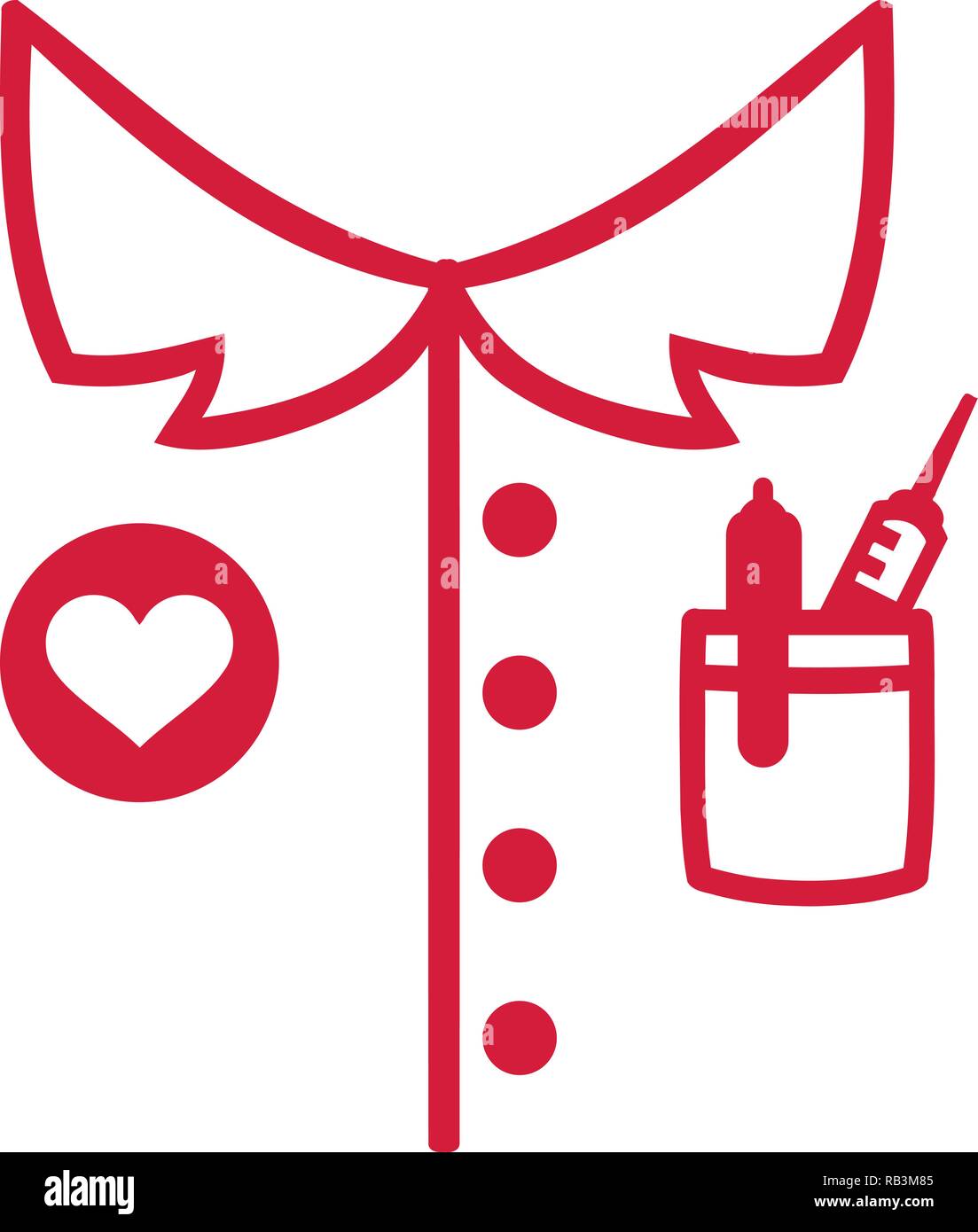 Red nurse jacket with pen and injection Stock Vector Image & Art - Alamy
