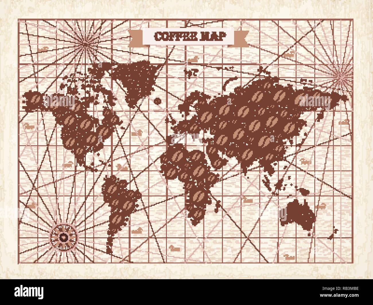 Coffee break. Coffee time. Coffee beans. Turkish coffee. World map Wind ...