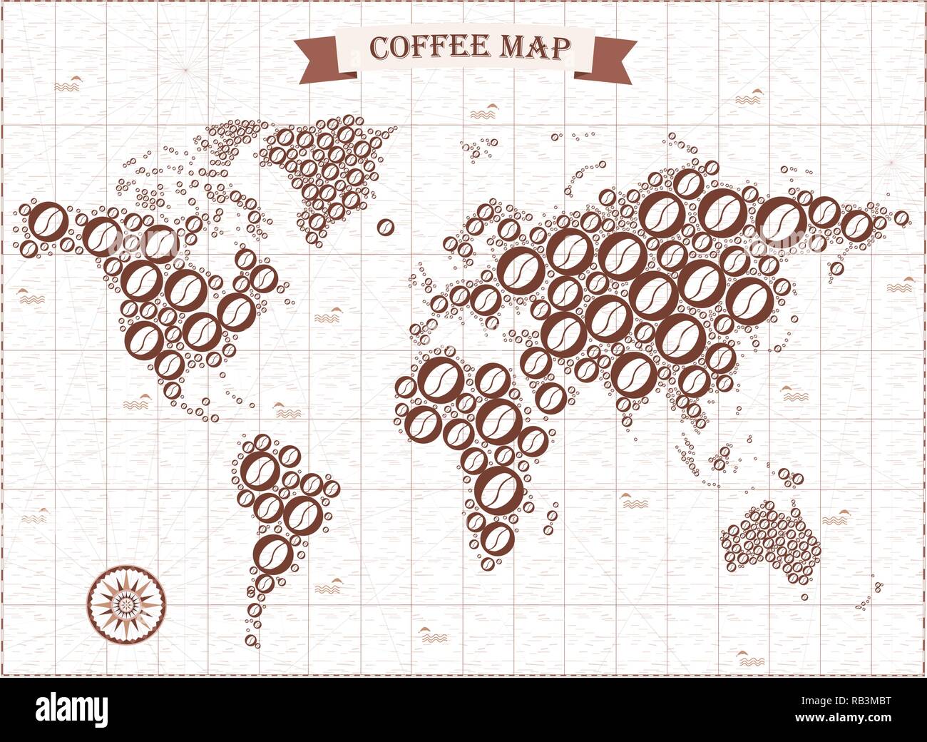 Coffee break. Coffee time. Coffee beans. Turkish coffee Wind rose Stock ...