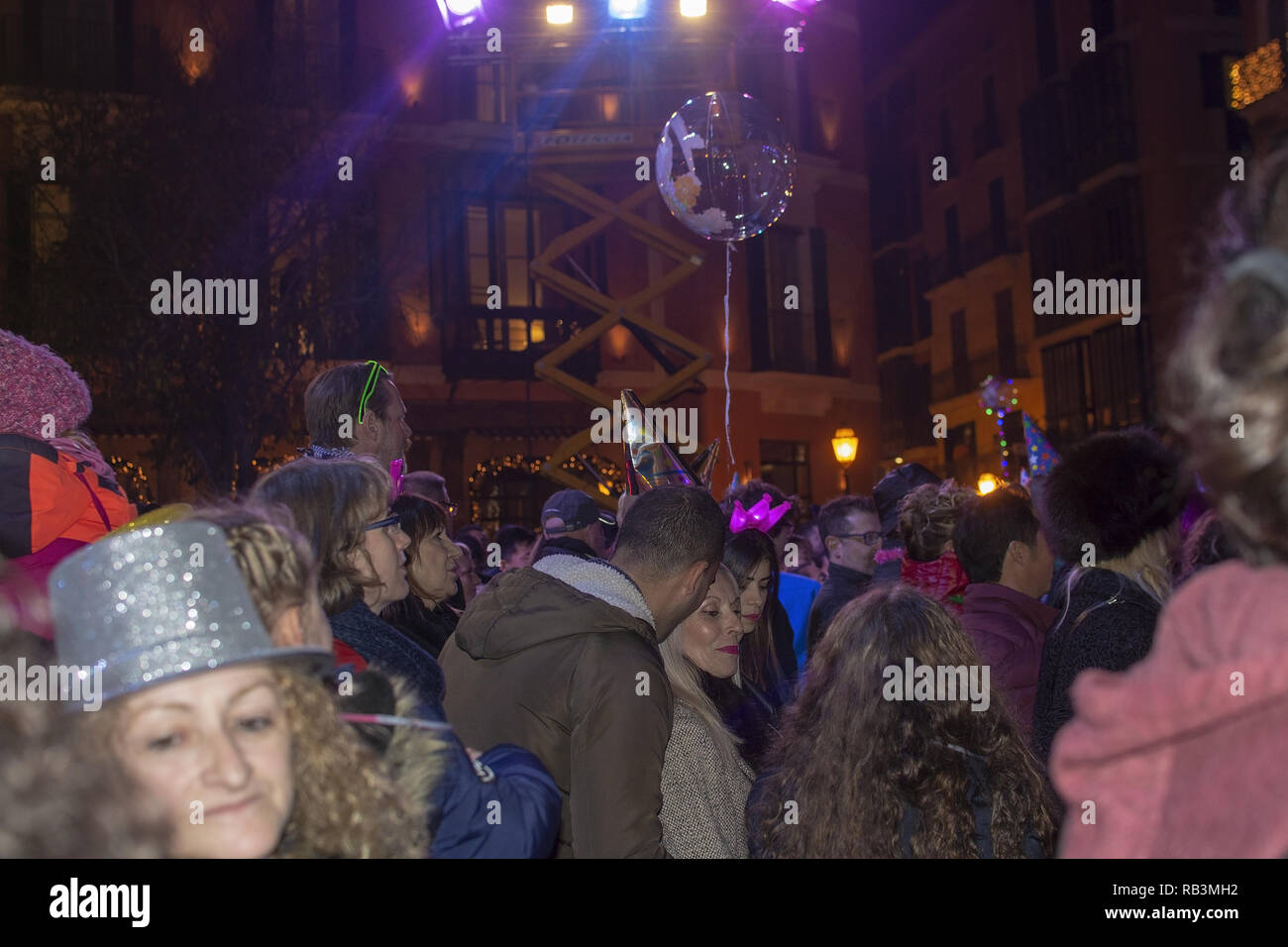 PALMA DE MALLORCA, DECEMBER 31, 2018: Band plays on New Years Eve ...