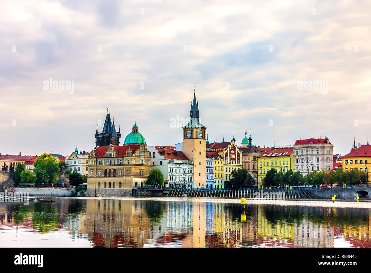 Old Town Tower and the famous walking bridge in Prague, view fro Stock ...