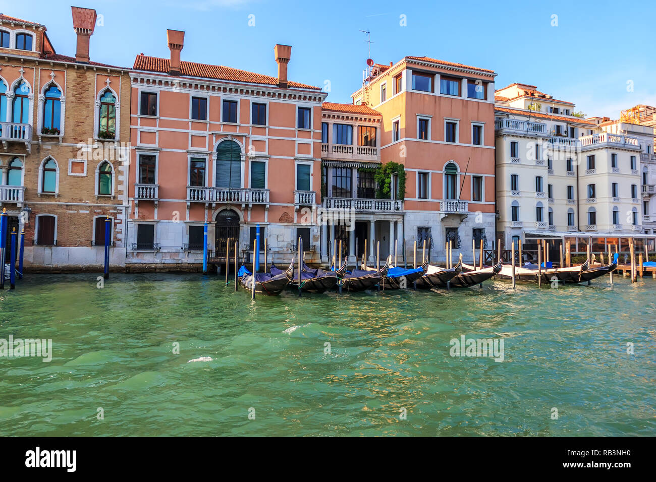 Gondolas in the Grand Canal of Venice, Italy Stock Photo - Alamy