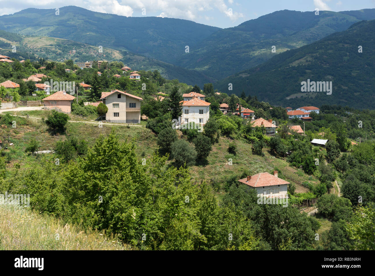 Panorama with village of Gega and Ograzhden Mountain, Blagoevgrad ...