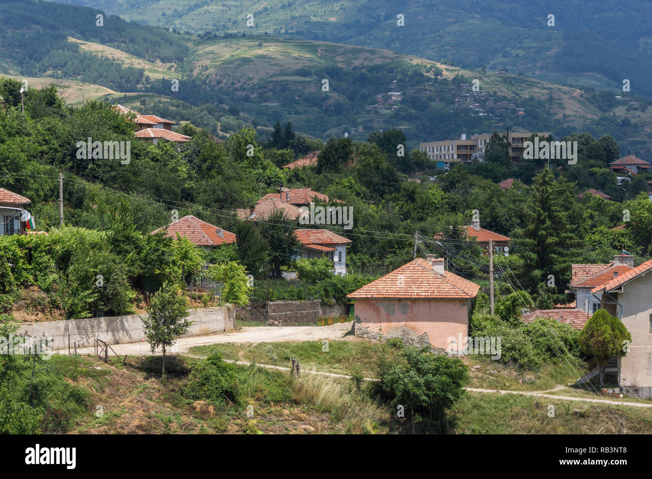 Panorama with village of Gega and Ograzhden Mountain, Blagoevgrad ...