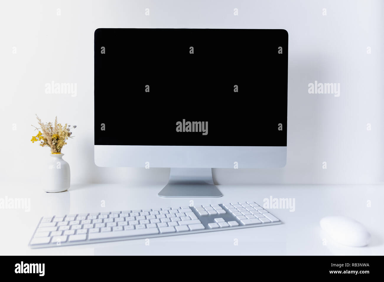 Clean and minimalistic office working place with desktop computer ...