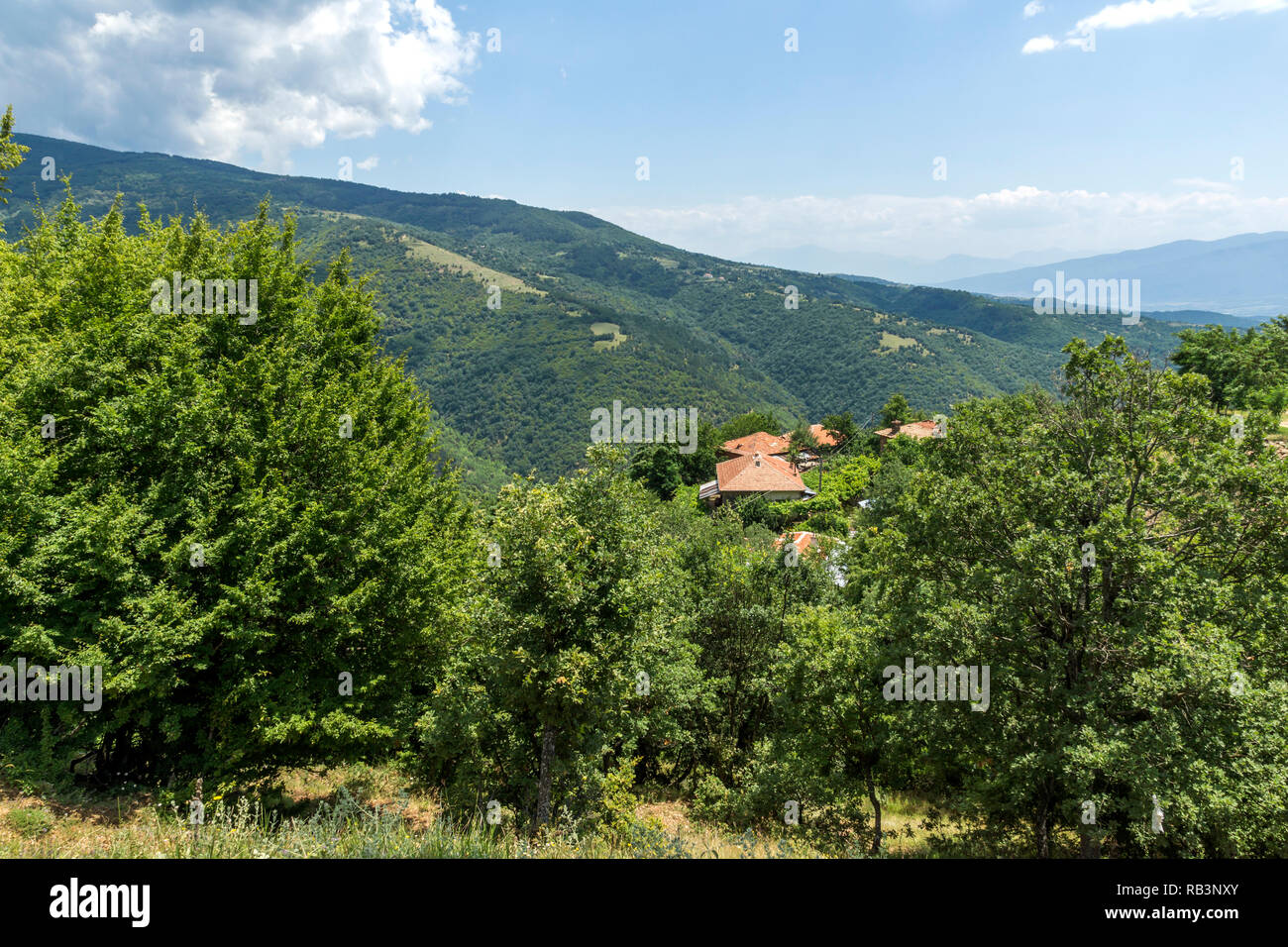Panorama with village of Gega and Ograzhden Mountain, Blagoevgrad ...