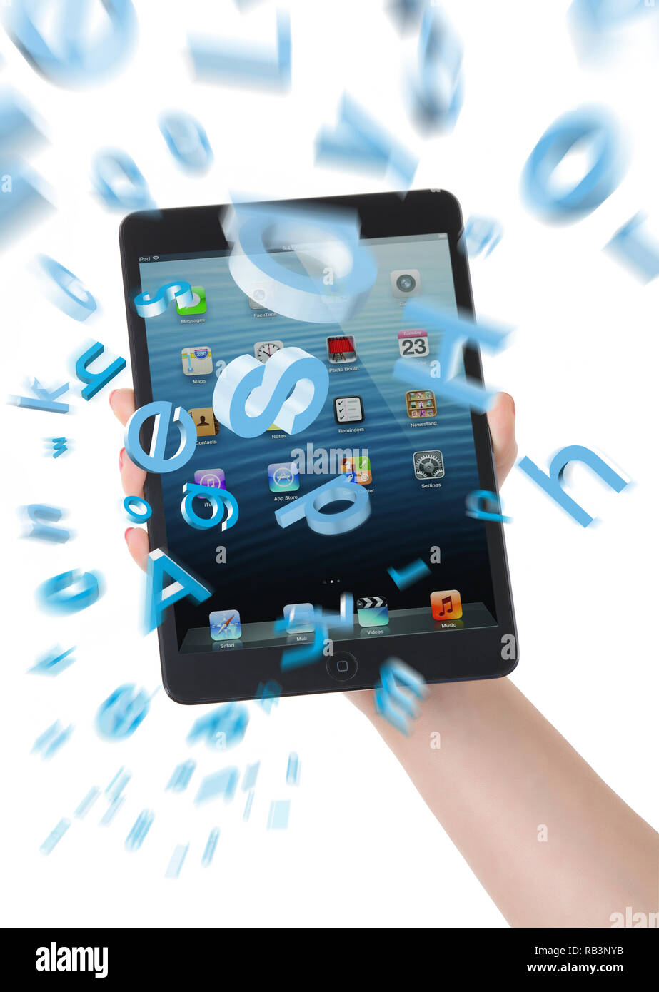ipad mini - word explosion - everything in my hand Stock Photo - Alamy