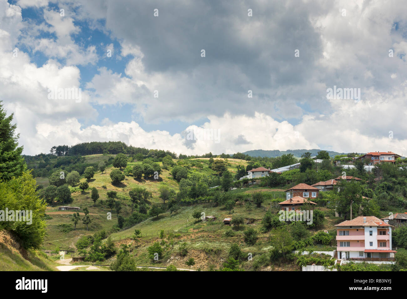 Panorama with village of Gega and Ograzhden Mountain, Blagoevgrad ...