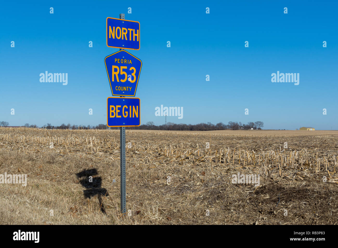 Route 53 North street sign with brilliant blue skies in the background ...