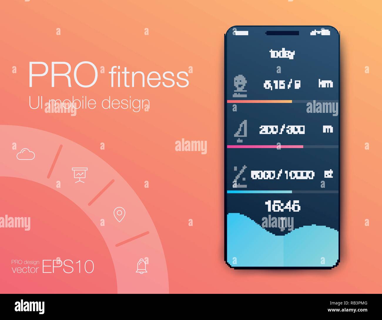 Fitness app. Ui ux design. UI design concept with web elements Stock ...
